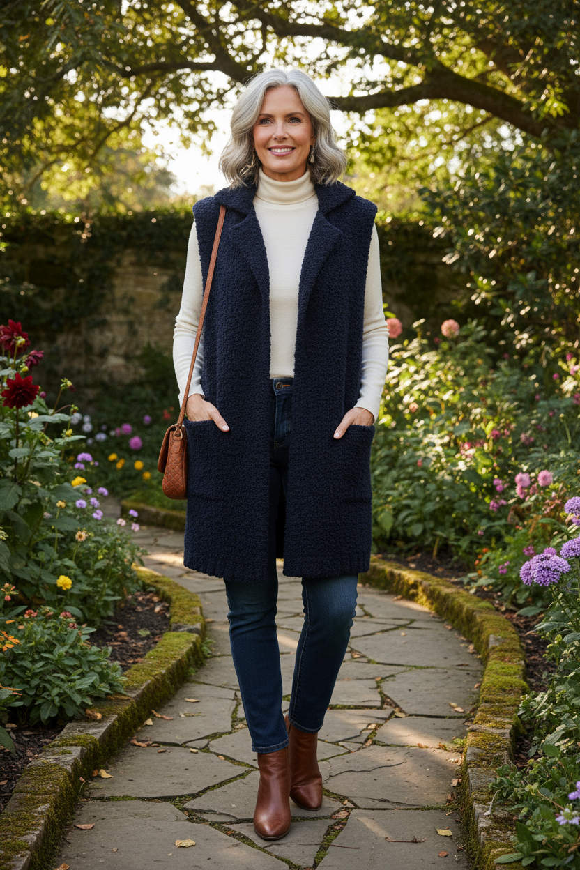 Ladies Women 2 Pocket Alpaca Wool Boucle Gilet – Texture Online