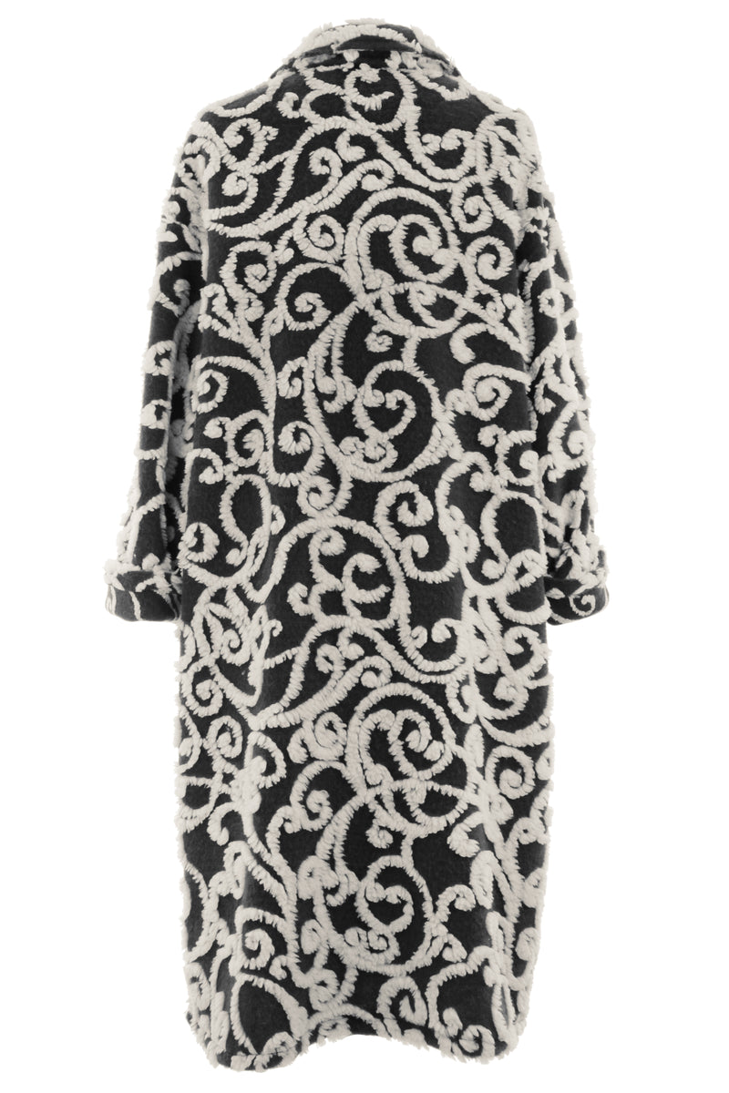 Ladies Women Italian Lagenlook 2 Pocket Swirl Pattern Wool Coat ...