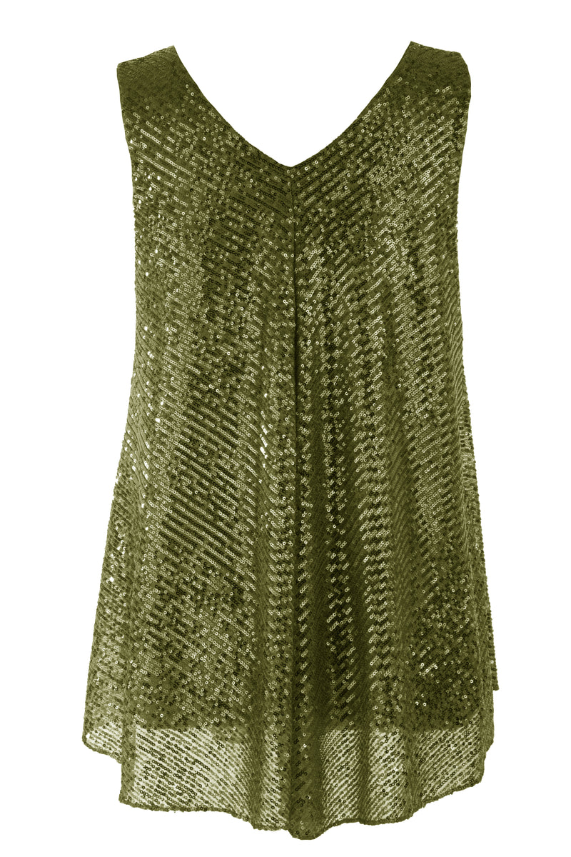 Ladies Women Italian Sleeveless V Neck Glitter Sparkle Sequin Vest ...